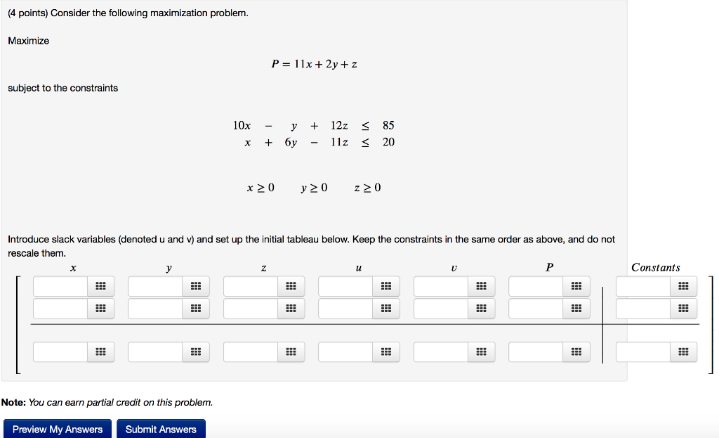 Solved (4 points) Consider the following maximization | Chegg.com