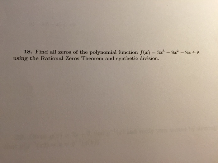 Solved Find all zeros of the polynomial function f(x) = 3x^3 | Chegg.com