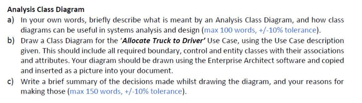 Solved Analysis Class Diagram a) In your own words, briefly | Chegg.com