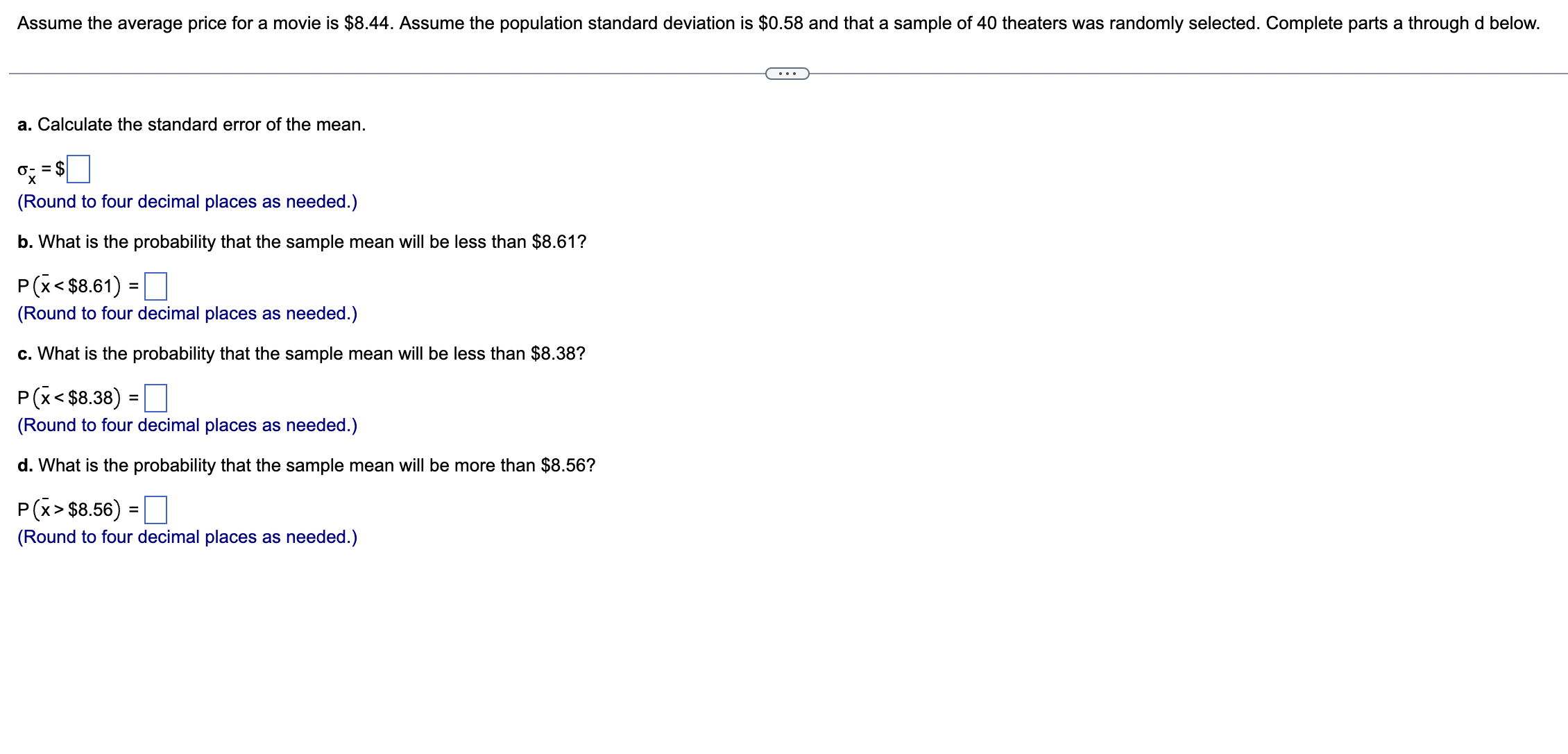 Solved a. ﻿Calculate the standard error of the | Chegg.com