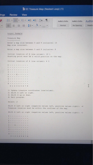 Solved Treasure Map (Nested Loop) (1) lings Review View | Chegg.com