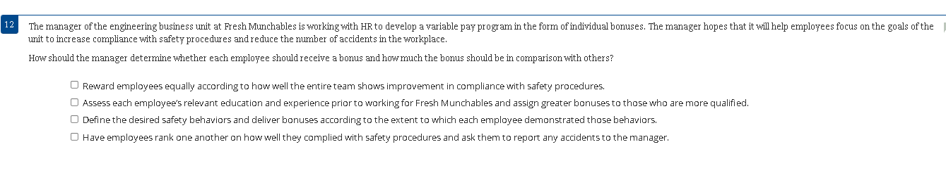 Solved 12 The manager of the engineering business unit at | Chegg.com