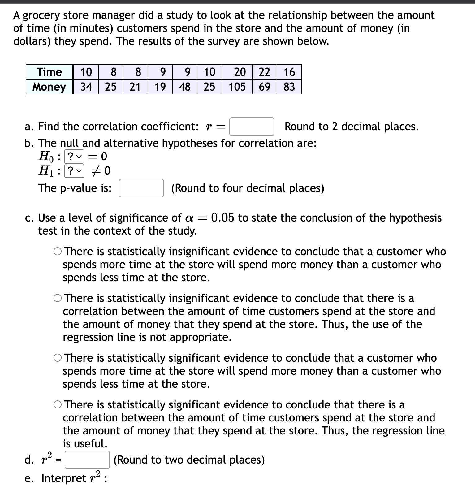 Solved A grocery store manager did a study to look at the | Chegg.com