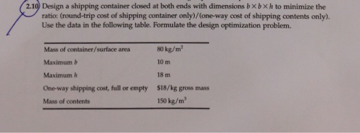 Solved Design a shipping container closed at both ends with | Chegg.com