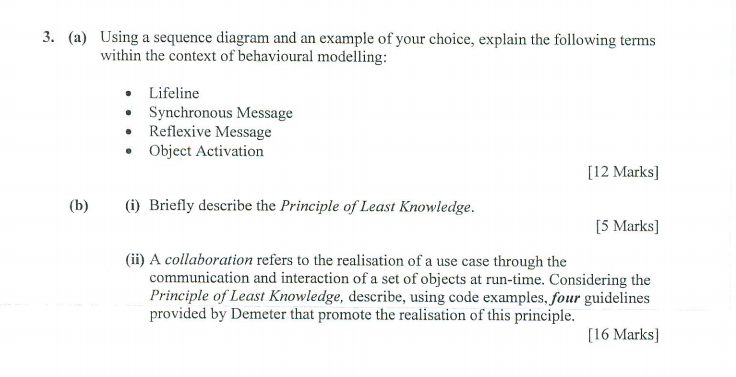 Solved 3. (a) Using a sequence diagram and an example of | Chegg.com