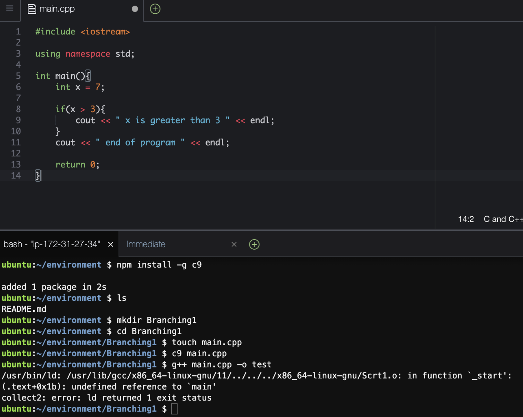 Solved I have an error, undefined reference to 'main'. How | Chegg.com