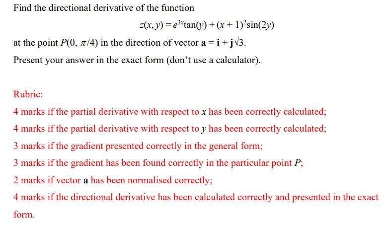 Solved Find the directional derivative of the function | Chegg.com