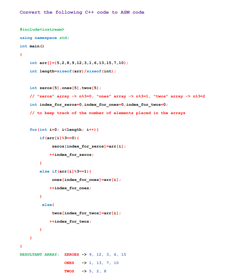 Solved Do it in assembly 8086 emulator. Dont just convert | Chegg.com