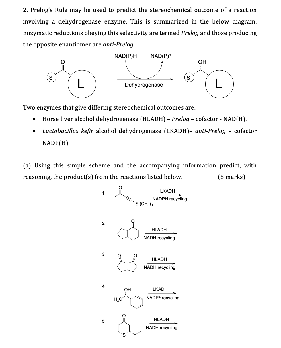 Solved 2. Prelog's Rule may be used to predict the | Chegg.com