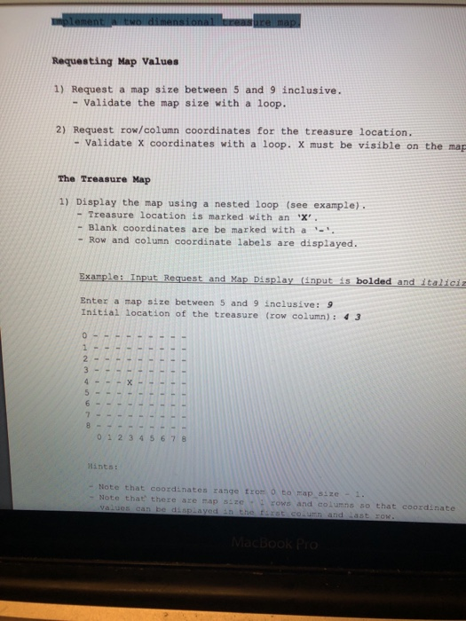 Solved Requesting Map Values 1) Request a map size between 5 | Chegg.com
