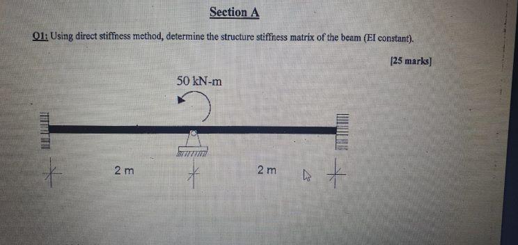 Solved Section A 01: Using direct stiffness method, | Chegg.com