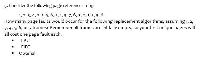 Solved 5. Consider the following page reference string: | Chegg.com