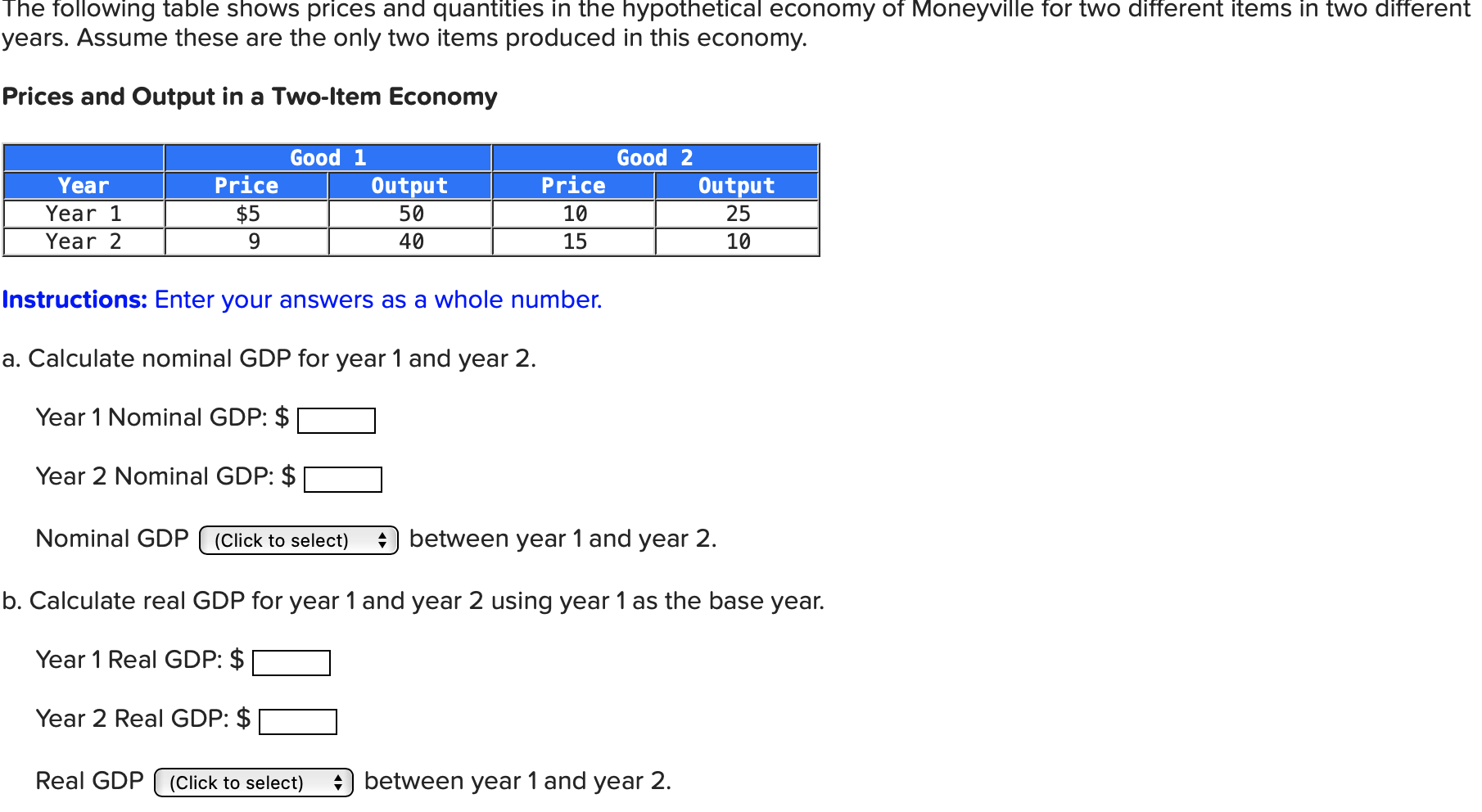 Solved The following table shows prices and quantities in | Chegg.com
