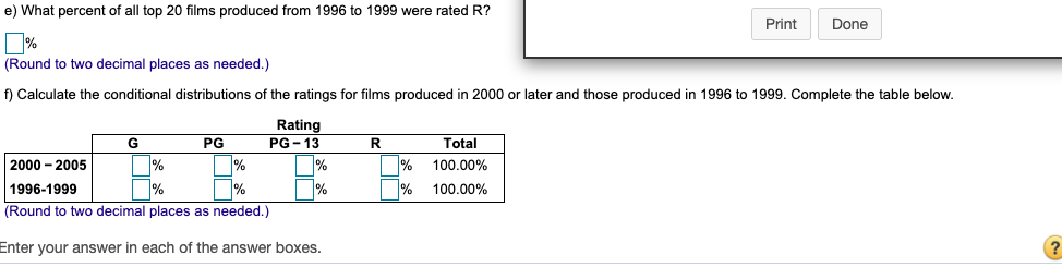 Solved A Question Help The following table shows the ratings | Chegg.com