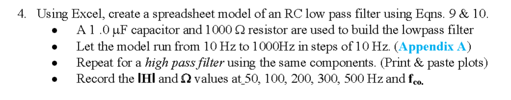 Solved 4. Using Excel, create a spreadsheet model of an RC | Chegg.com