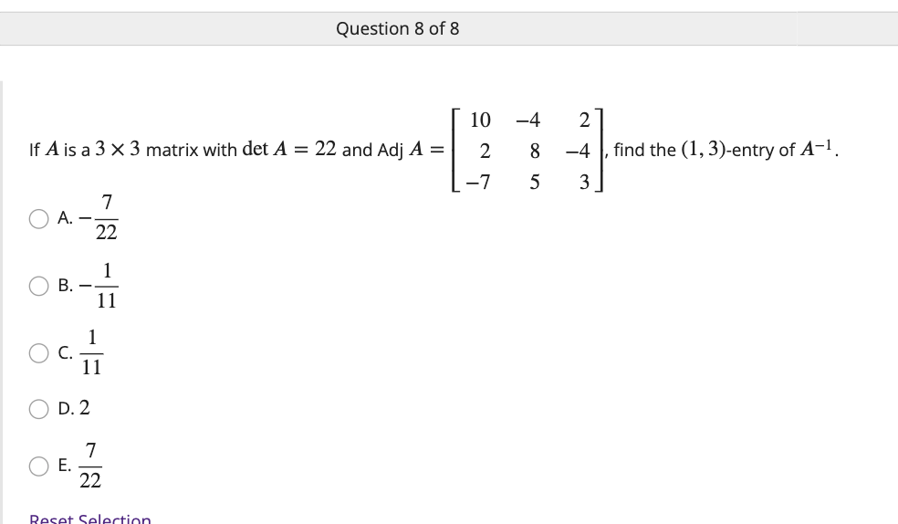 Solved If A is a 3×3 matrix with detA=22 and | Chegg.com