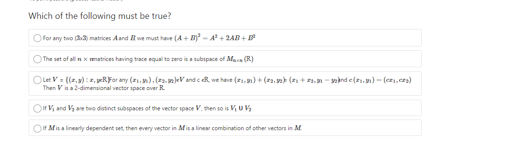 Solved Which of the following must be true? For any two | Chegg.com