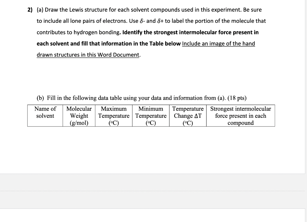 Solved 2) (a) Draw the Lewis structure for each solvent | Chegg.com