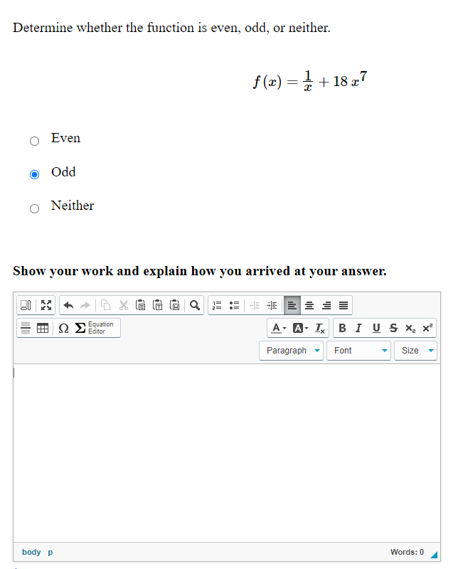 Solved Determine whether the function is even, odd, or | Chegg.com
