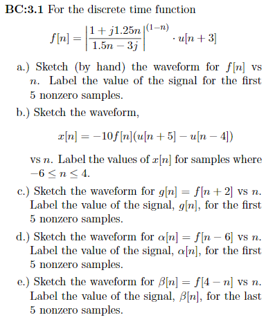 Solved BC:3.1 For the discrete time function | Chegg.com