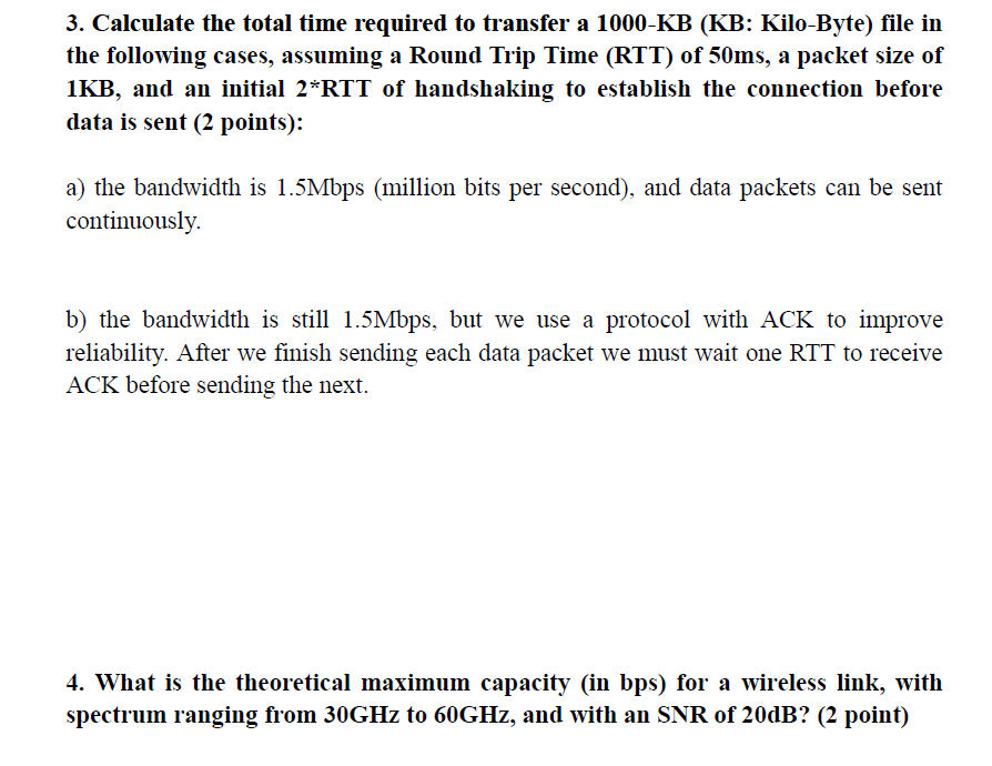 Solved 3. Calculate the total time required to transfer a | Chegg.com