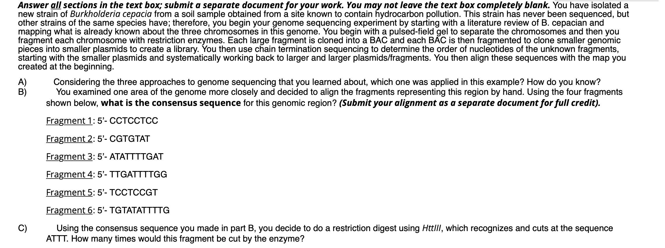 Solved Answer All Sections In The Text Box Submit A Chegg