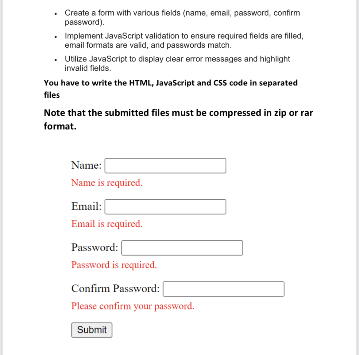 Create a form with various fields (name, ﻿email, | Chegg.com
