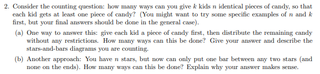 Solved 2. Consider the counting question: how many ways can | Chegg.com