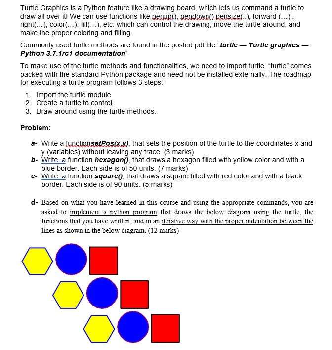 Solved Turtle Graphics is a Python feature like a drawing | Chegg.com
