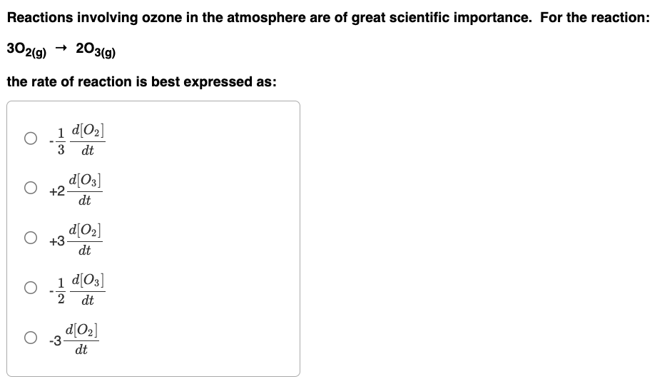 Solved Reactions involving ozone in the atmosphere are of | Chegg.com