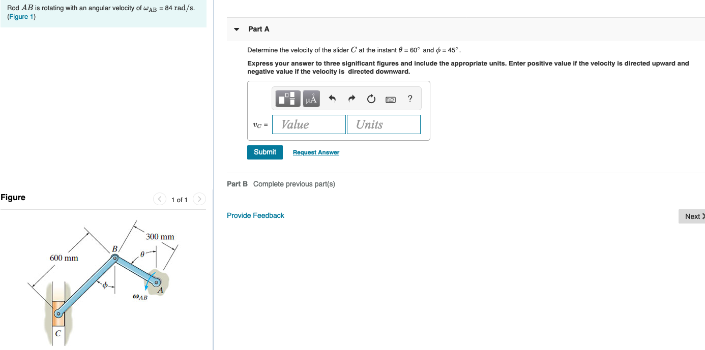 Solved Rod AB is rotating with an angular velocity of WAB = | Chegg.com