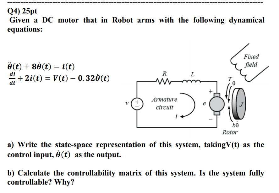 Solved Q4) 25pt Given a DC motor that in Robot arms with the | Chegg.com