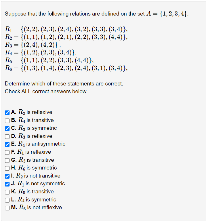 Solved Suppose that the following relations are defined on | Chegg.com