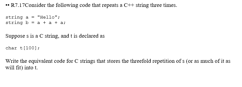Solved • R7.17Consider the following code that repeats a C++ | Chegg.com
