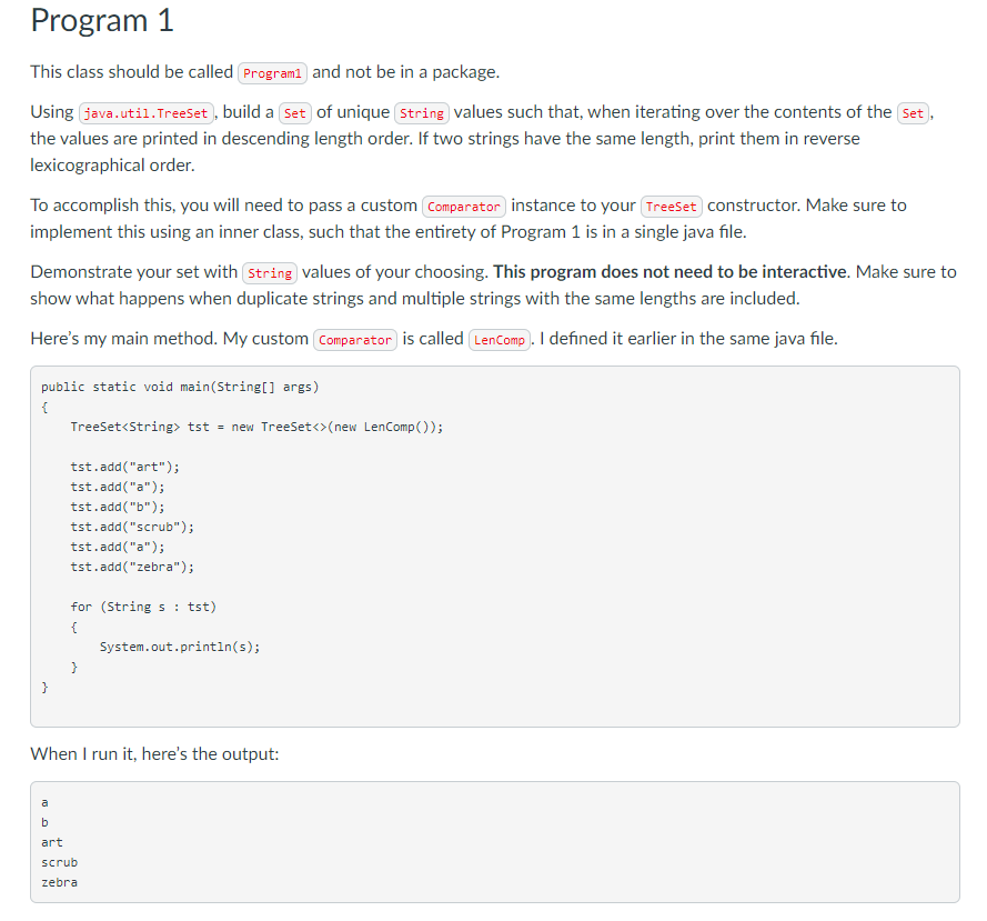 Solved Program 1 This class should be called Programl and | Chegg.com