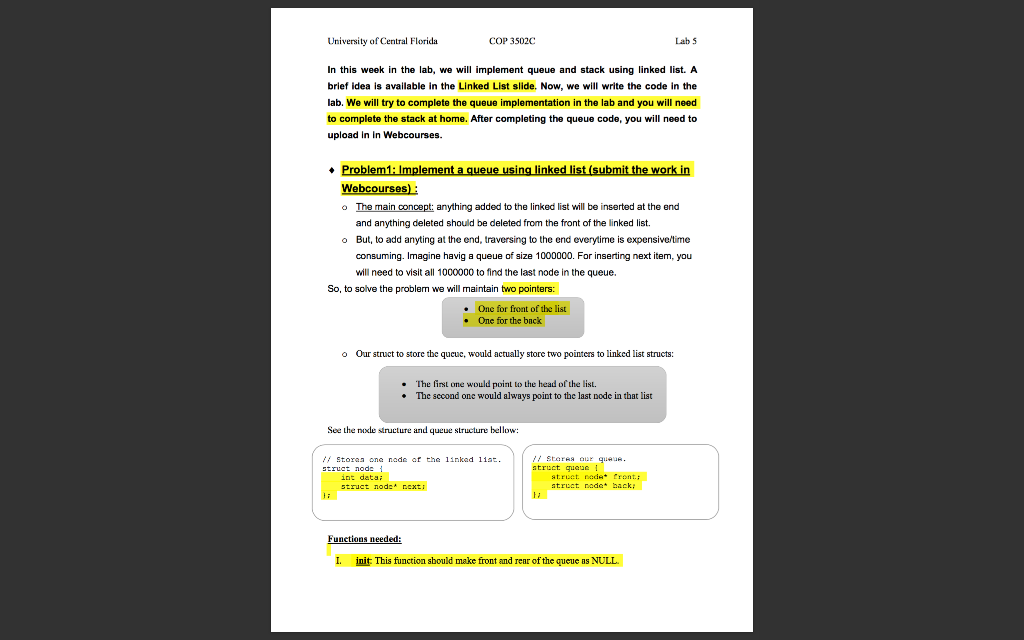 University of Central Florida COP 3502C Labs In this | Chegg.com