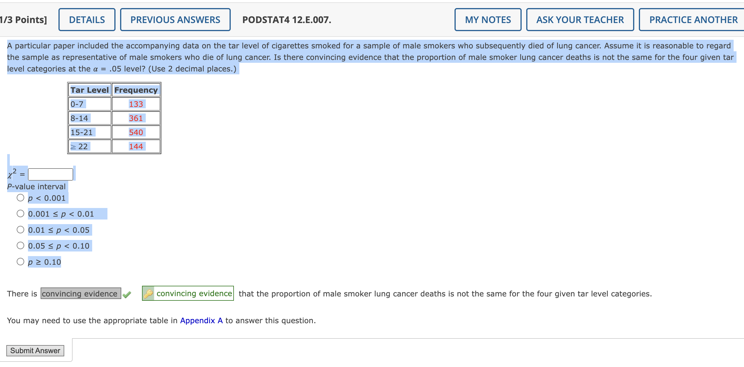 level categories at the α=.05 ﻿level? (Use 2 ﻿decimal | Chegg.com
