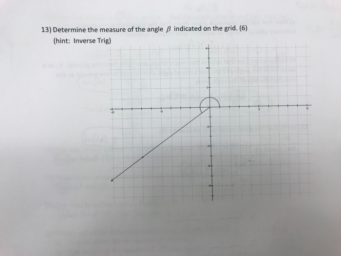 Solved 13) Determine the measure of the angle β indicated on | Chegg.com