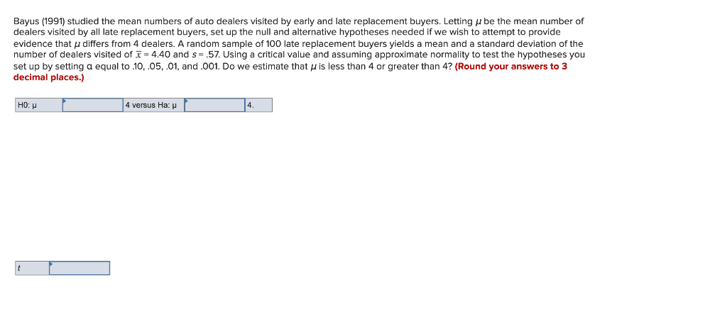 Solved Bayus (1991) studied the mean numbers of auto dealers | Chegg.com