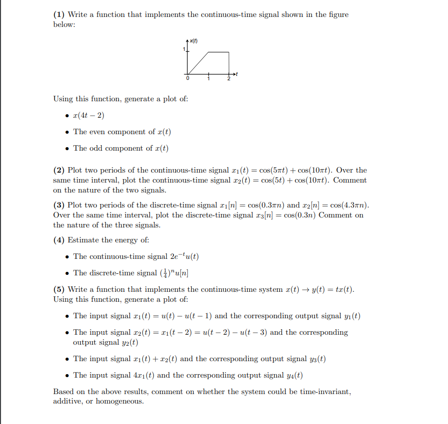 Solved 1 Write A Function That Implements The