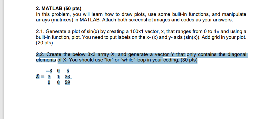 Solved 2. MATLAB (50 pts) In this problem, you will learn | Chegg.com