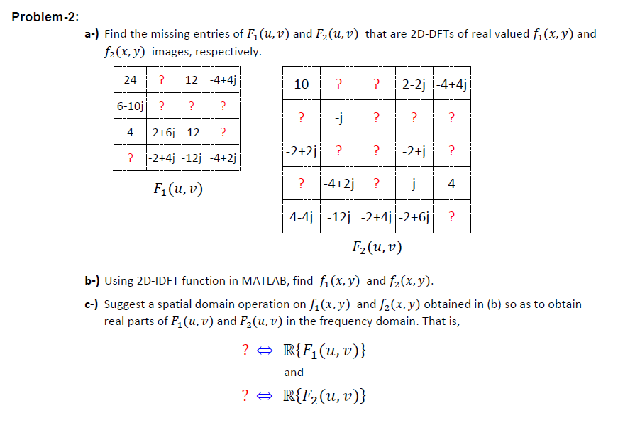 Solved Problem 2 A find The Missing Entries Of F1 U V