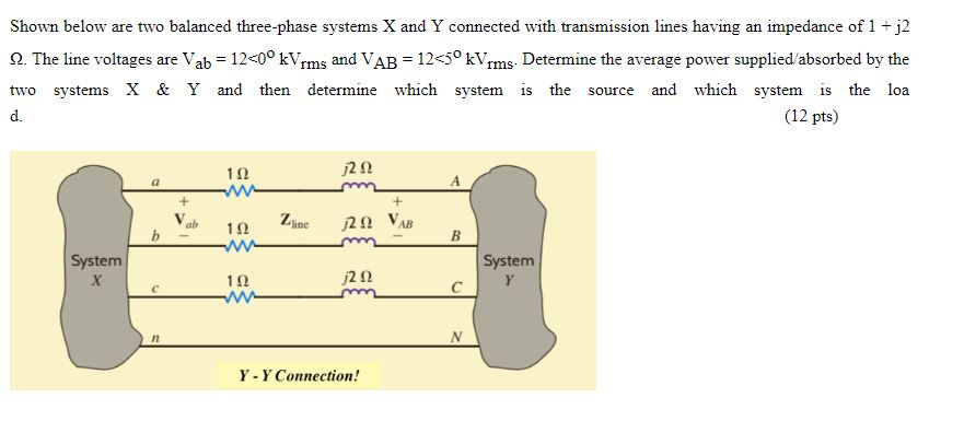 Solved Shown below are two balanced three-phase systems X | Chegg.com