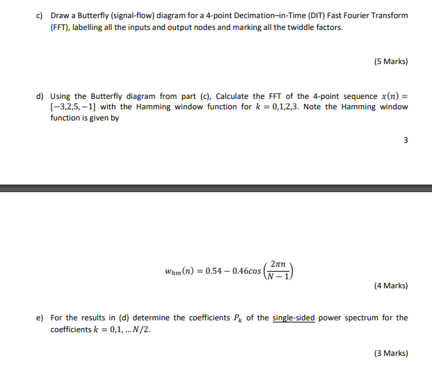 Solved cx(n)=-3,2,5,-1 ﻿with the Hamming window function for | Chegg.com