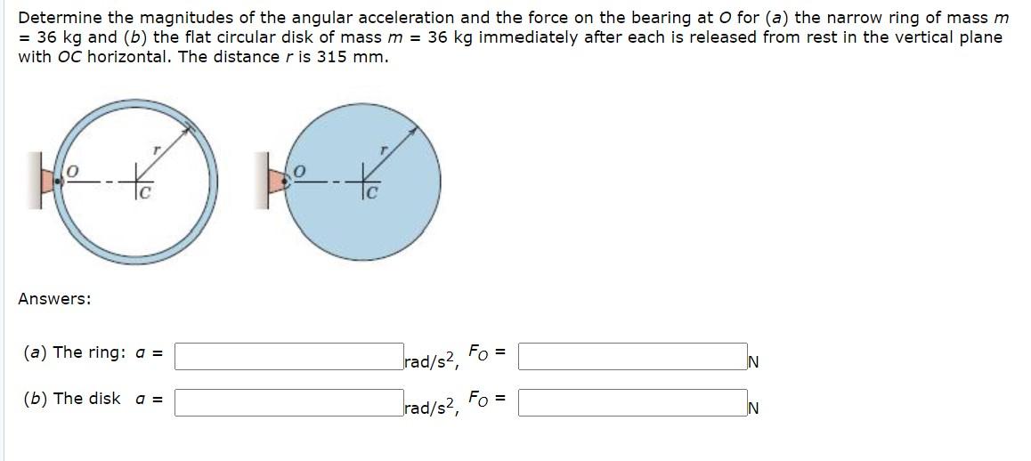 Solved Determine the magnitudes of the angular acceleration | Chegg.com