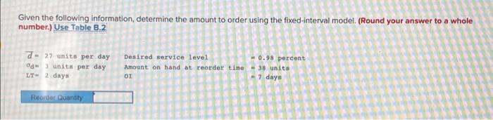 Solved Given the following information, determine the amount | Chegg.com