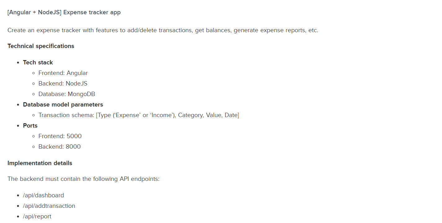 Solved [Angular + ﻿NodeJS] ﻿Expense tracker appCreate an | Chegg.com