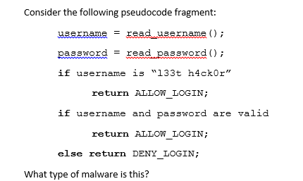 Solved Consider the following pseudocode fragment username = | Chegg.com