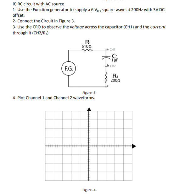 Solved B) RC circuit with AC source 1- Use the Function | Chegg.com