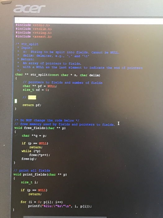 Solved String splitting (30 points). Complete the | Chegg.com
